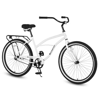 26" Beach Cruiser Bike - Steel Frame, Single Speed Drivetrain, Comfortable Upright Rides - Bed ...